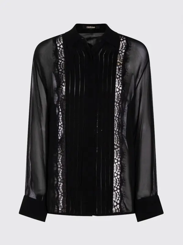 Roberto Cavalli Silk Shirt With Lace Inserts