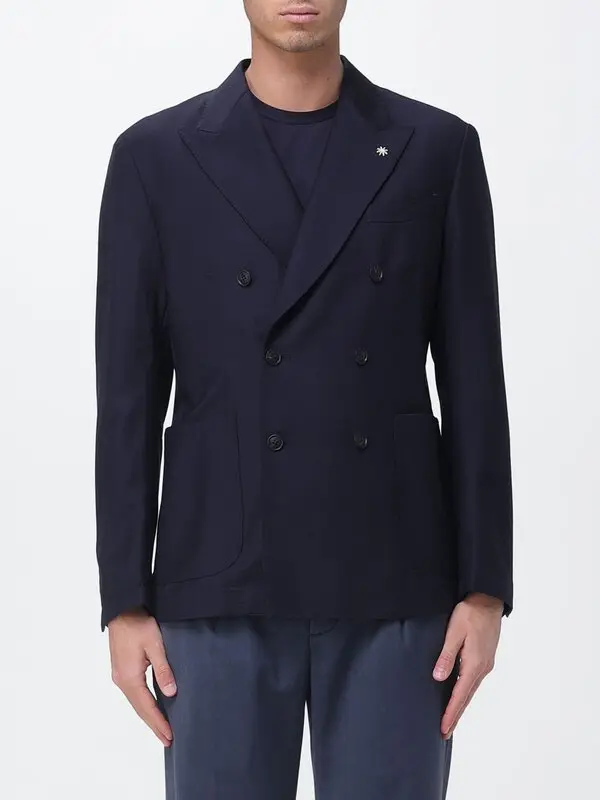 MANUEL RITZ Double Breasted Blazer - Blue