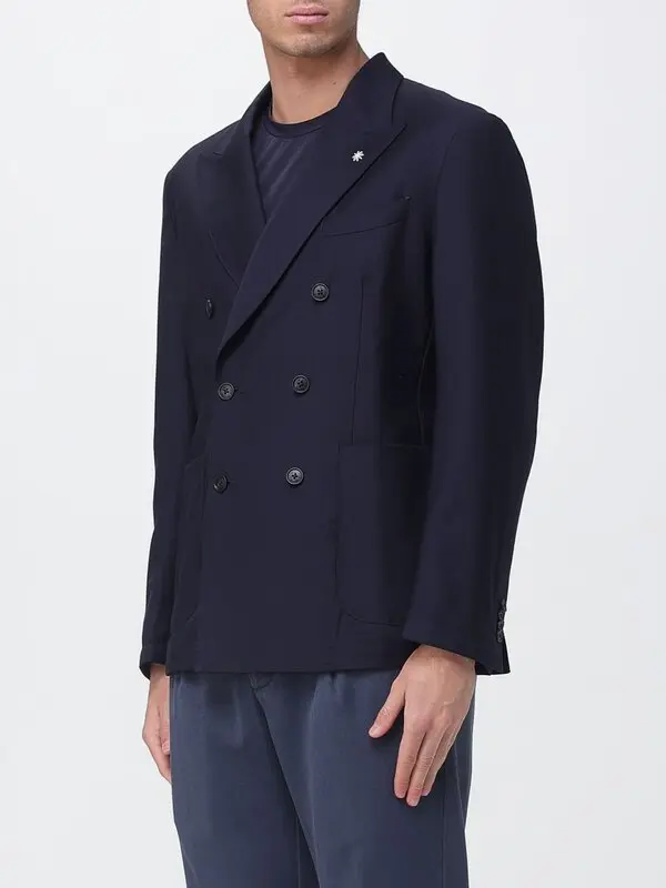 MANUEL RITZ Double Breasted Blazer - Blue