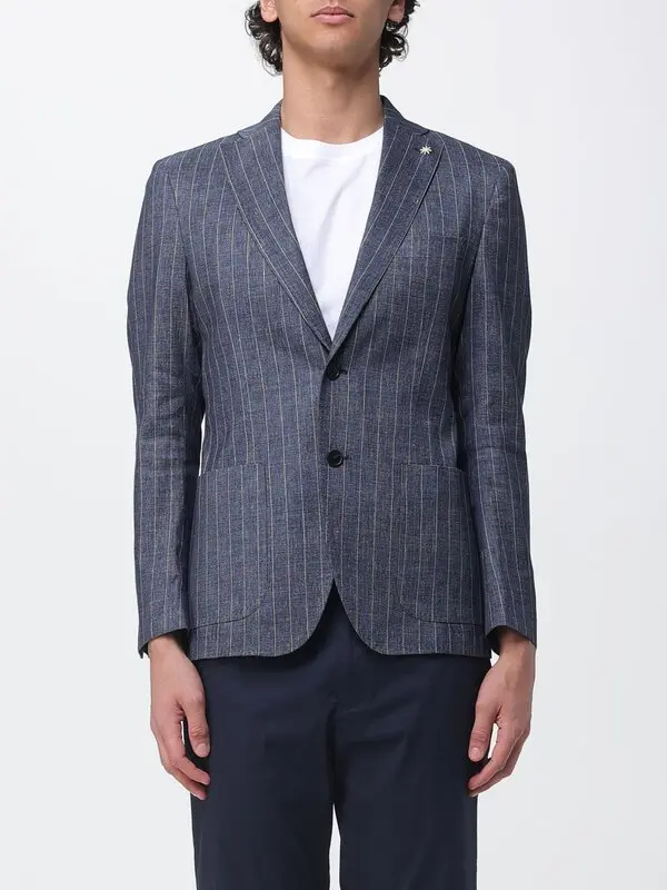 MANUEL RITZ Tailored Blazer With Pinstripe Detail - Blue