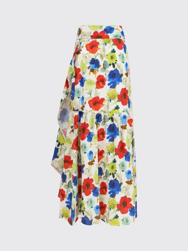 SARA ROKA Floral Print Midi Skirt