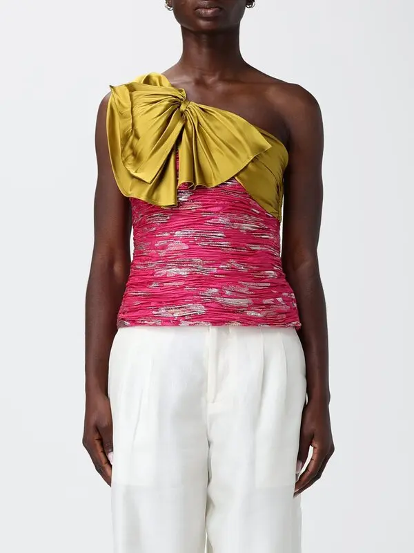 Valentino Garavani One Shoulder Bow Detail Top - Fuchsia