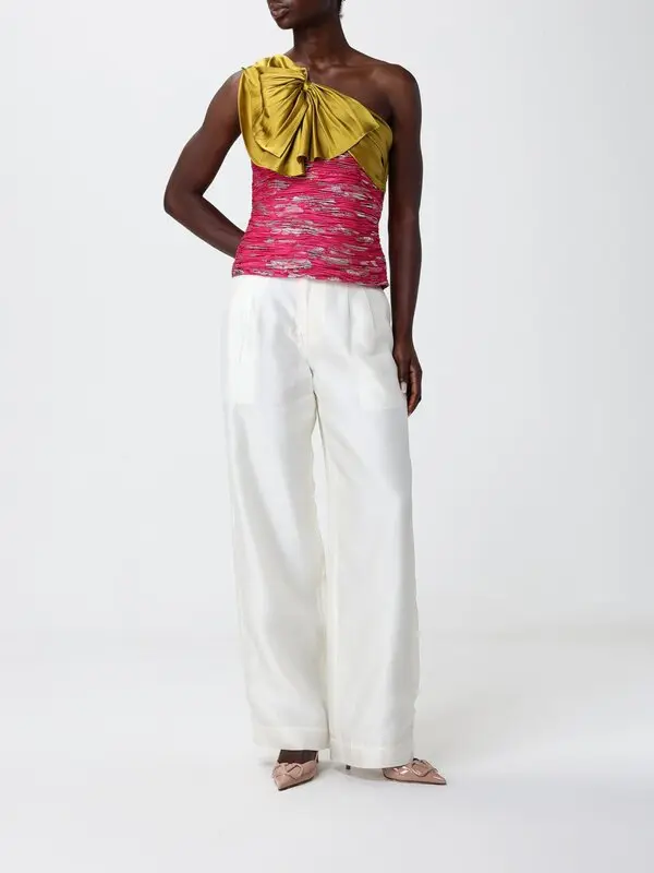 Valentino Garavani One Shoulder Bow Detail Top - Fuchsia