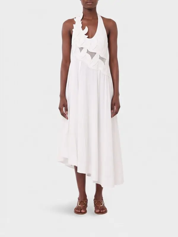 Zimmermann Asymmetrical Cotton Midi Dress - Ivory