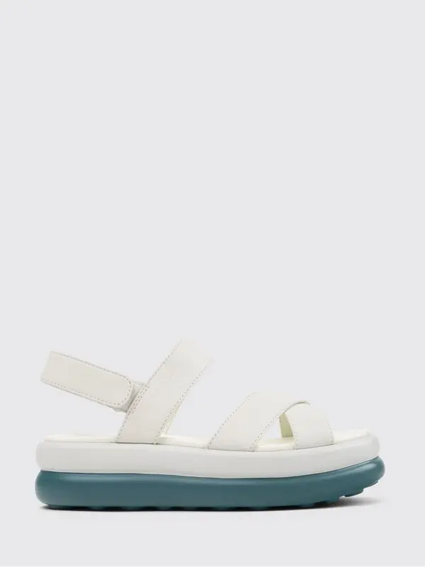Camper Pelotas Flota Up Leather Platform Slingback Sandals - White