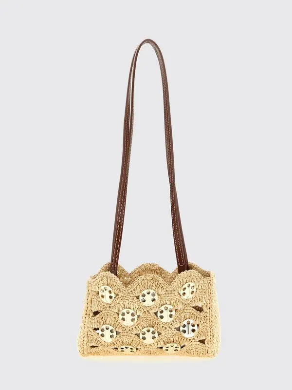 Rabanne 1969 Raffia And Brass Bag - Beige