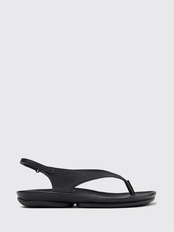 Camper Right Isla Grained Leather Sandals - Black