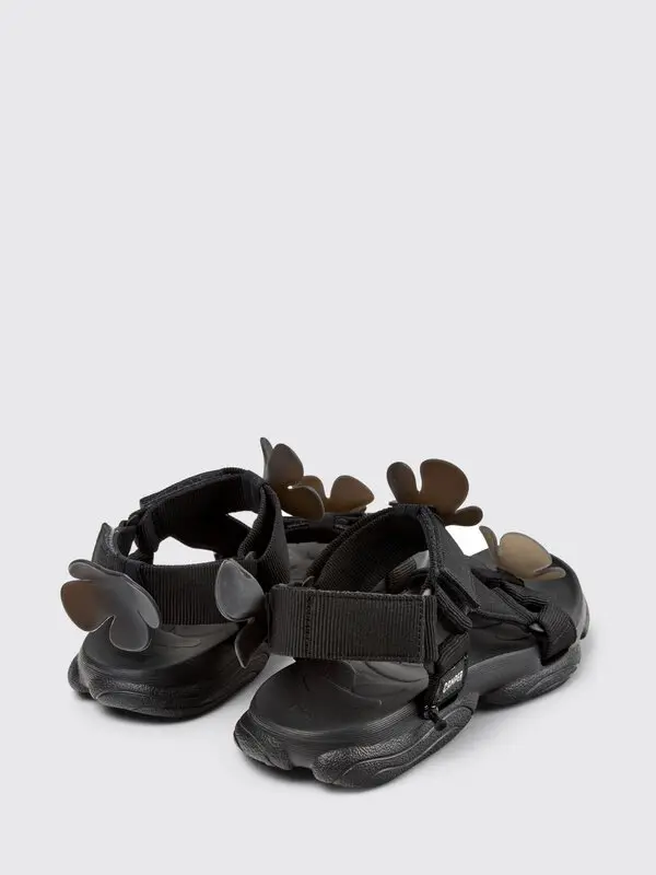 Camper Karst Recycled Polyester Sandals With Applied Flowers - Black