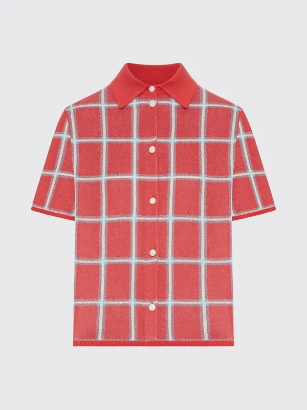 Guest In Residence Check Linen And Silk Casual Shirt - Red