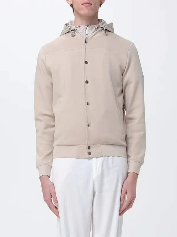 HESKIMO Supima Cotton Bomber Jacket With Drawstring Hood - Beige
