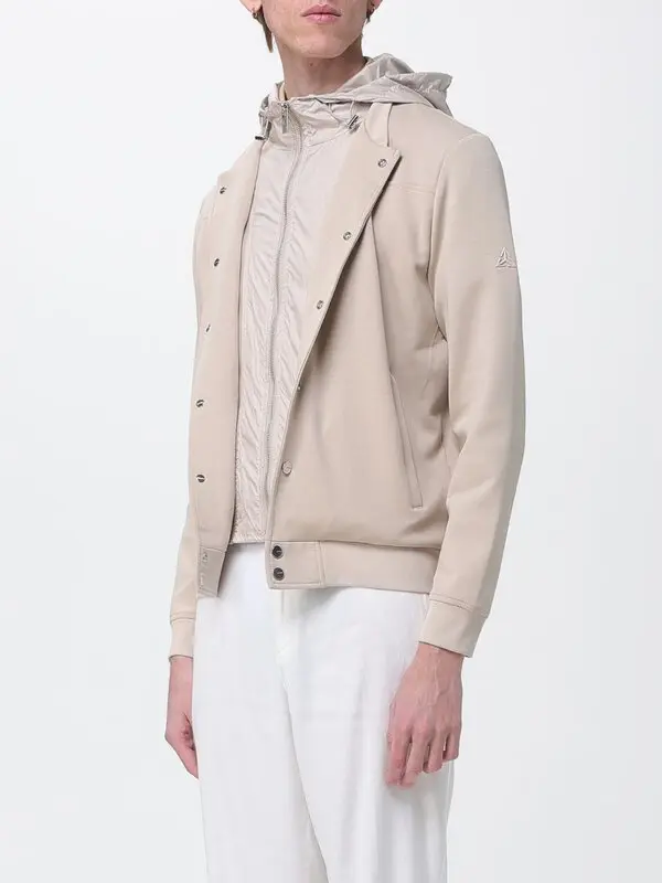 HESKIMO Supima Cotton Bomber Jacket With Drawstring Hood - Beige