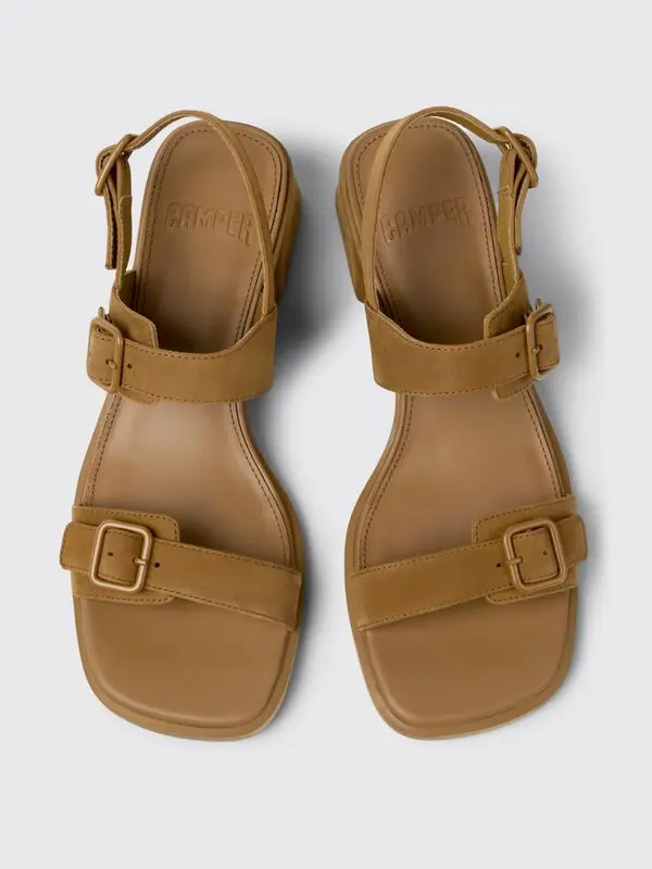 Camper Kora Suede Heeled Sandals - Brown