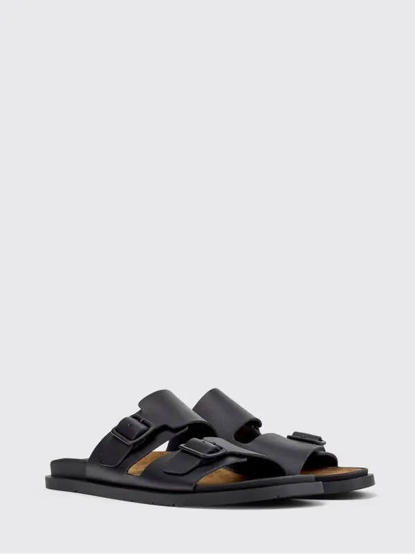 Camper Lluc Leather Sandals With Buckle Detail - Black