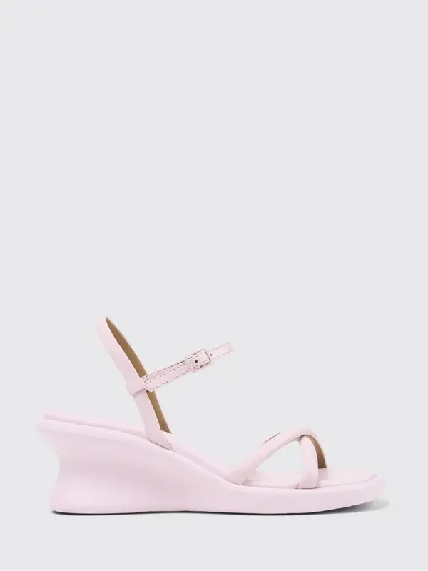 Camper Louise Leather Wedge Sandals - Pink