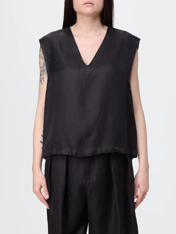 Barena Venezia Sleeveless V-neck Linen Blend Top