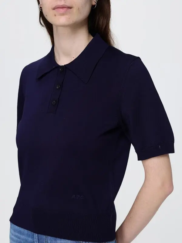 A.p.c. Short Sleeve Knit Polo - Blue