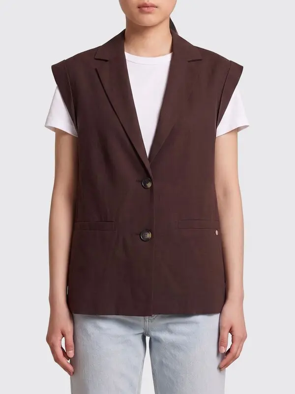 Liu Jo Single-breasted Viscose Blend Vest - Brown
