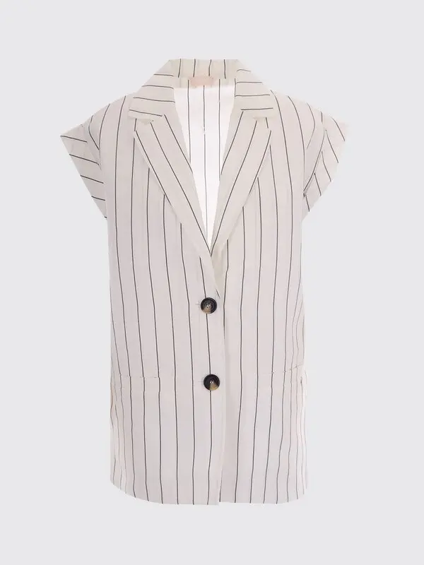Liu Jo Single-breasted Viscose Blend Vest - White