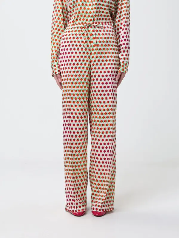 Dries Van Noten Polka Dot Print Silk Palazzo Trousers - Ecru