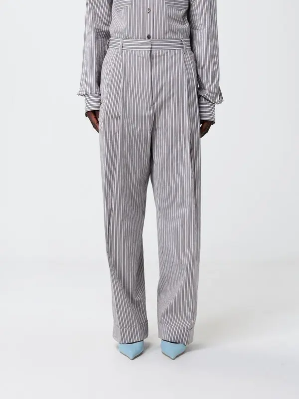 Dries Van Noten Striped Cotton And Silk Wide Leg Trousers