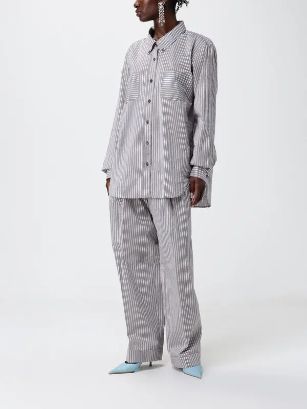 Dries Van Noten Striped Cotton And Silk Wide Leg Trousers
