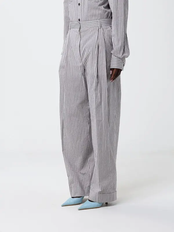 Dries Van Noten Striped Cotton And Silk Wide Leg Trousers