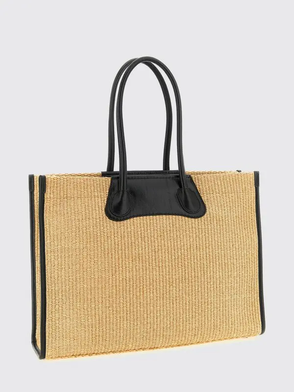 VIVIENNE WESTWOOD Large Raffia Tote Bag With Embossed Orb Logo - Beige