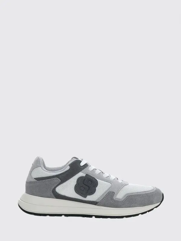 BOSS Mesh And Suede Lace-up Sneakers - Grey