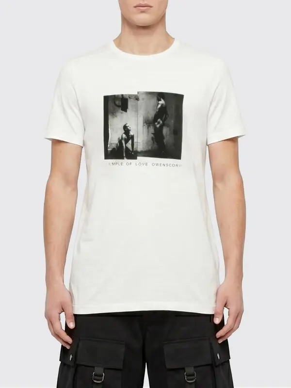 Rick Owens Slim Fit Cotton T-shirt With Contrasting Graphic Print - Milk