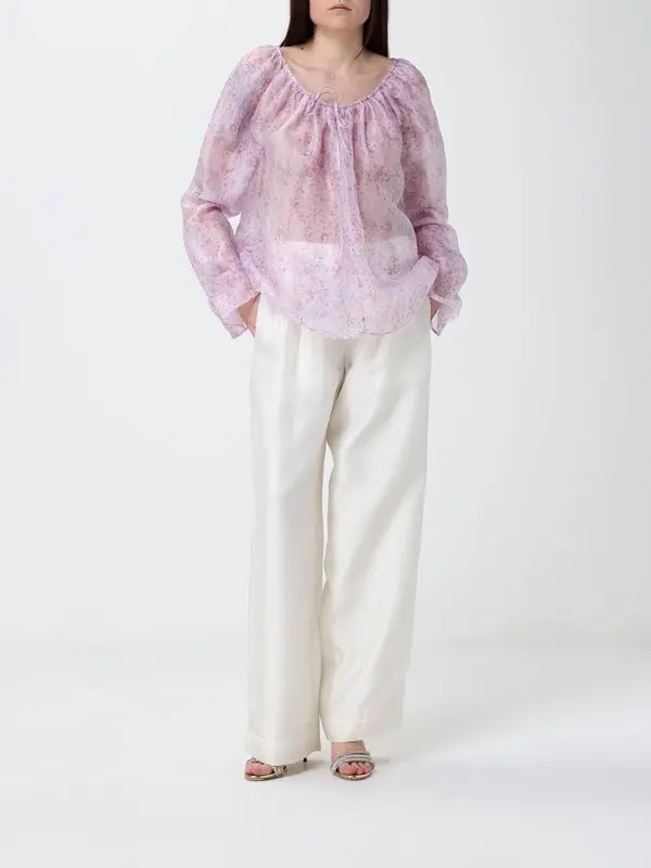 Alberta Ferretti Sheer Floral Print Blouse
