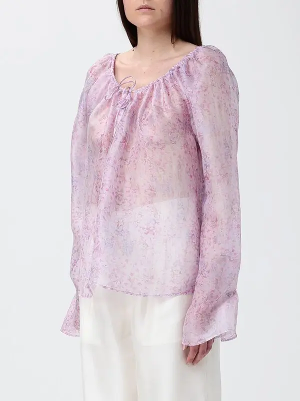 Alberta Ferretti Sheer Floral Print Blouse