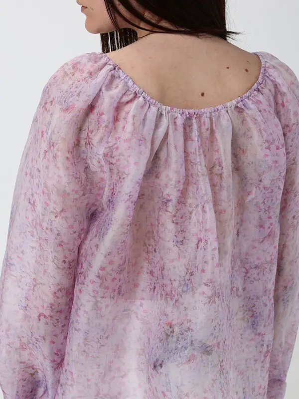 Alberta Ferretti Sheer Floral Print Blouse