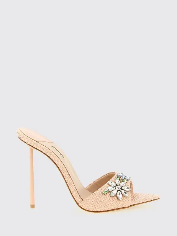 LE SILLA Embellished Raffia Stiletto Sandals - Pink