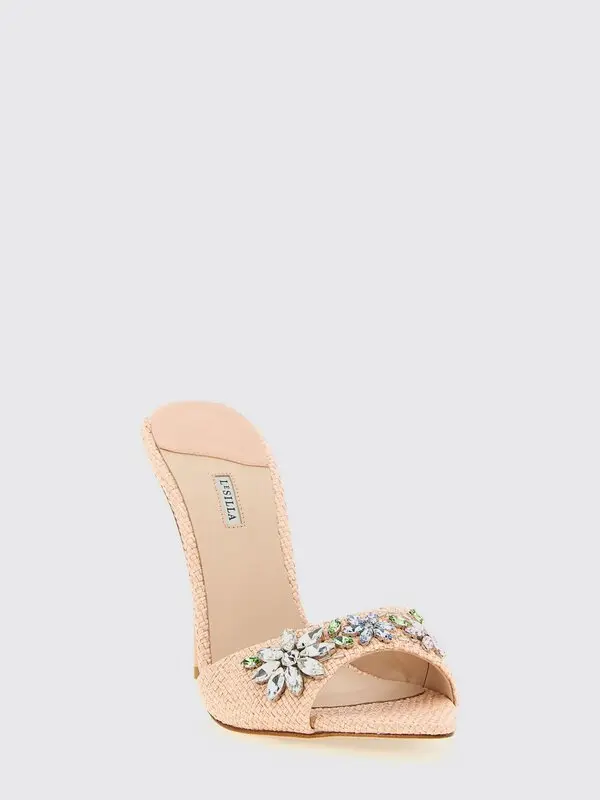 LE SILLA Embellished Raffia Stiletto Sandals