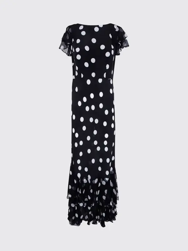 Rixo Polka Dot Viscose Maxi Dress With Ruched Details - Black