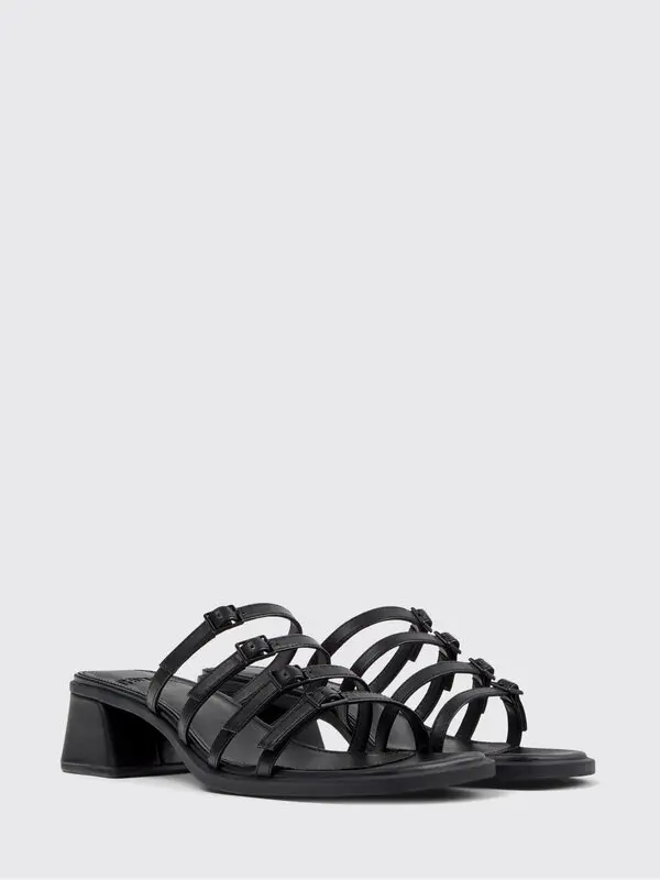 Camper Kora Leather Heeled Sandals - Black