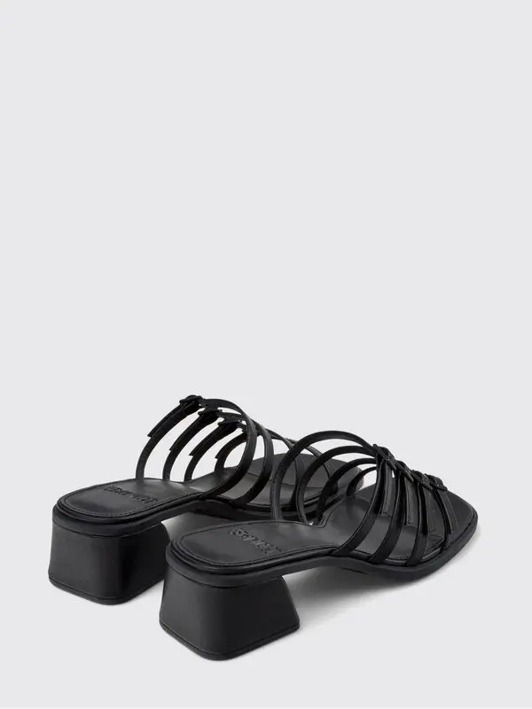 Camper Kora Leather Heeled Sandals - Black