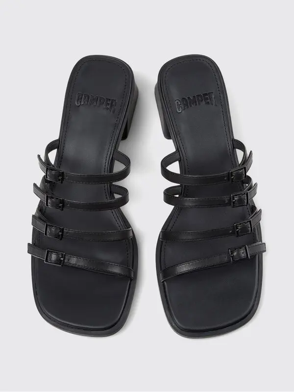 Camper Kora Leather Heeled Sandals - Black