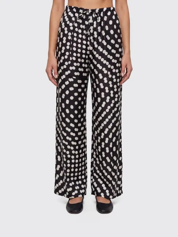 Dries Van Noten Polka Dot Wide Leg Trousers - Black