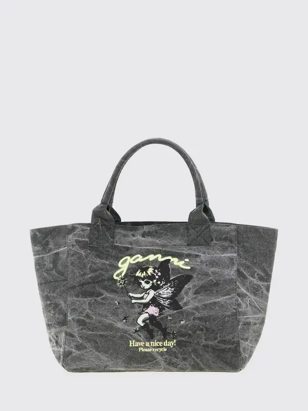 GANNI Recycled Cotton Canvas Bag - Black