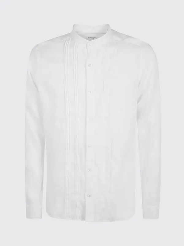 TINTORIA MATTEI 954 Slim Fit Linen Shirt With Mandarin Collar And Plastron - White