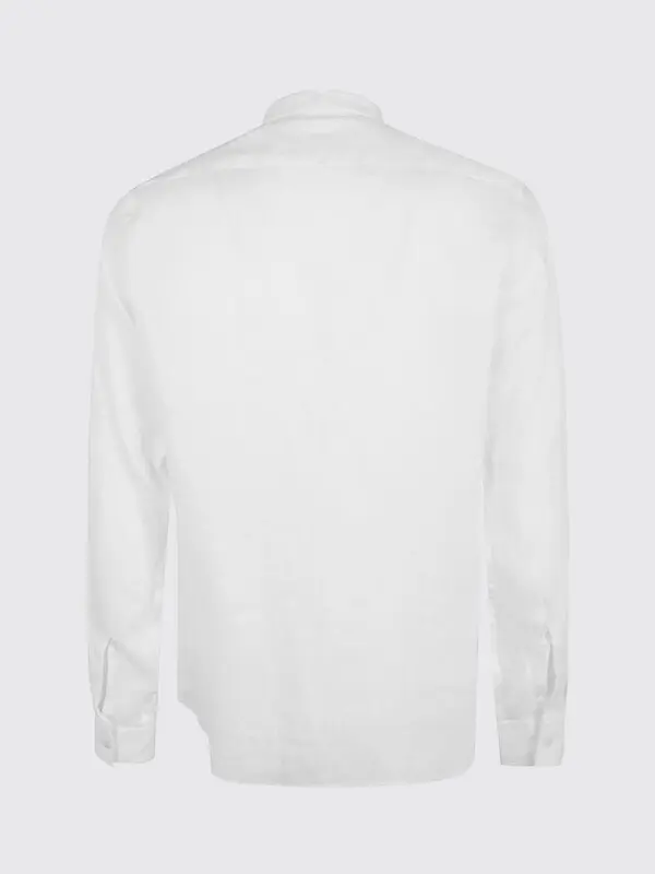 TINTORIA MATTEI 954 Slim Fit Linen Shirt With Mandarin Collar And Plastron - White