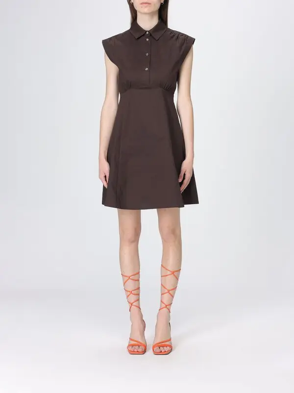 Liu Jo Sleeveless Cotton Shirtdress - Brown