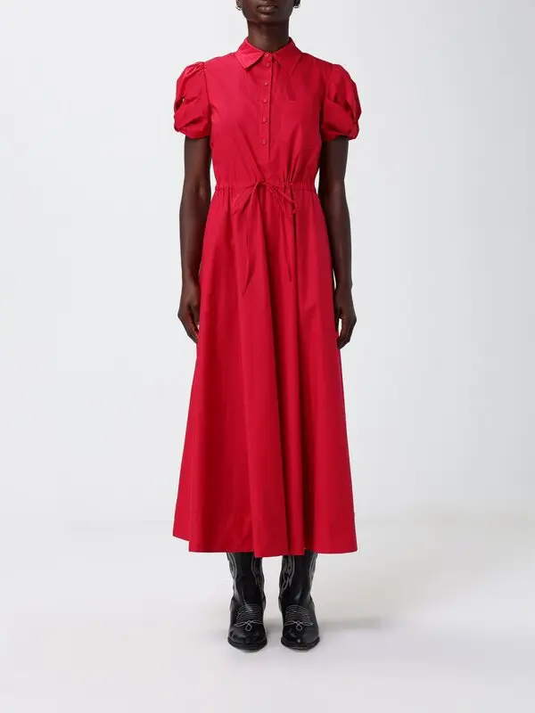 TWINSET Stretch Cotton Midi Shirt Dress With Short Sleeves And Belt
