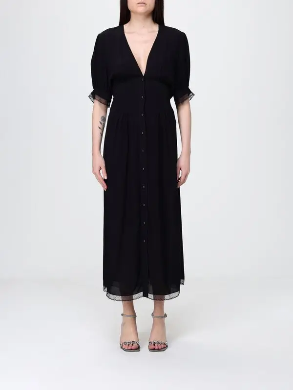 TWINSET Viscose Midi Sheath Dress With V-neck And Short Sleeves