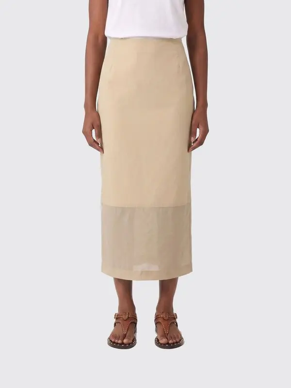 Max Mara Cotton Blend Midi Pencil Skirt - Milk