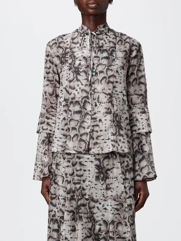 Pinko Snake Print Crêpe Shirt - Beige