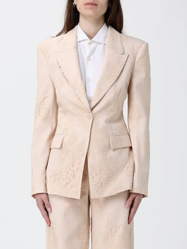 ANIYE BY Cropped Embroidered Lace Blazer With Peak Lapels