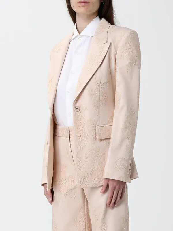 ANIYE BY Cropped Embroidered Lace Blazer With Peak Lapels