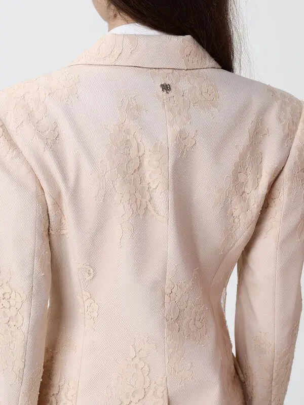 ANIYE BY Cropped Embroidered Lace Blazer With Peak Lapels